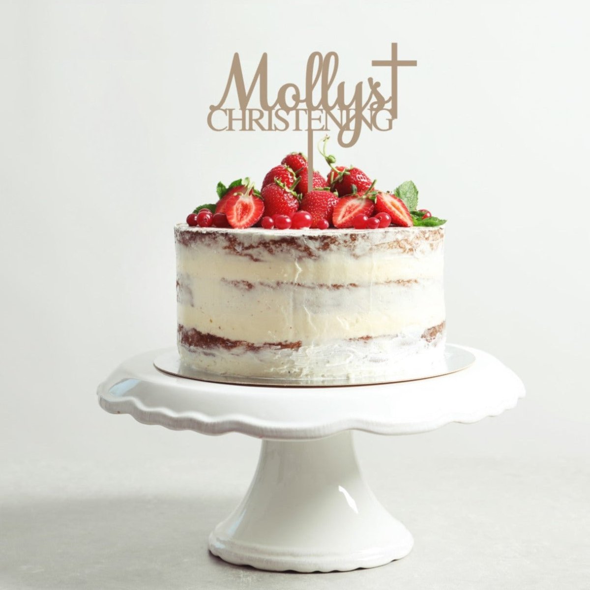 Custom Religious Cake Topper with Name & Cross Design – Cabe & Co